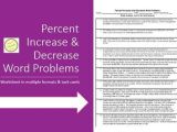 Percent Increase And Decrease Word Problems Worksheet Task Cards