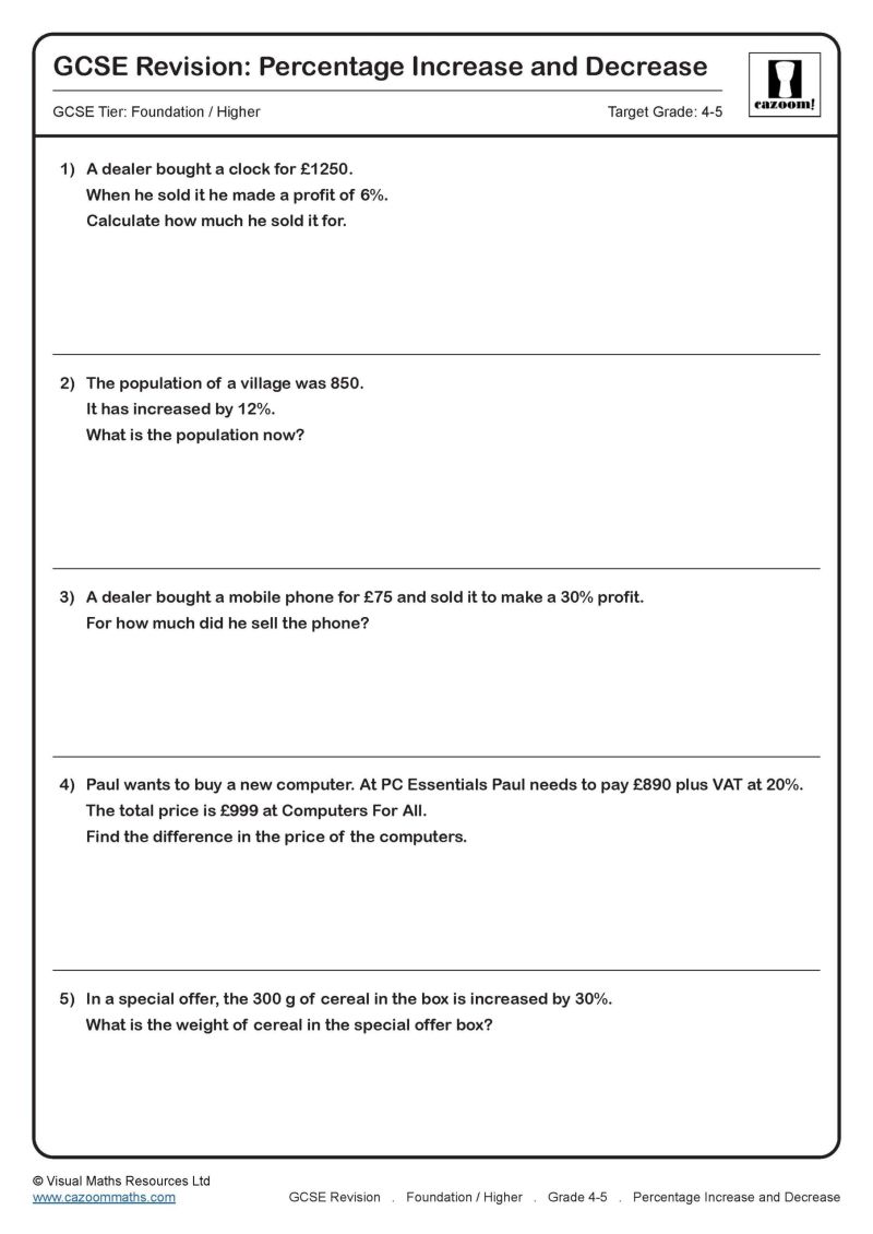 Percentage Increase Decrease Worksheets Math Drills News And Updates - Minimal Design Collection - Full HD Quality