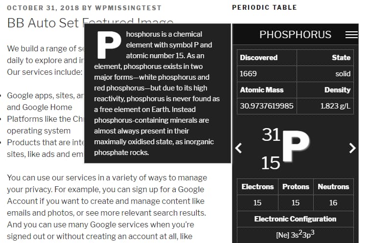 Periodic Table Slider Widget For Wordpress | WP Missing