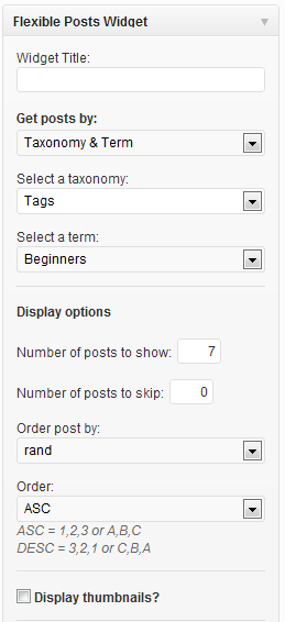 Display Posts In a Widget By Taxonomy & Term