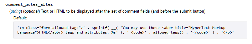 How To Remove Allowed HTML Tags Text After Comment Form Fields