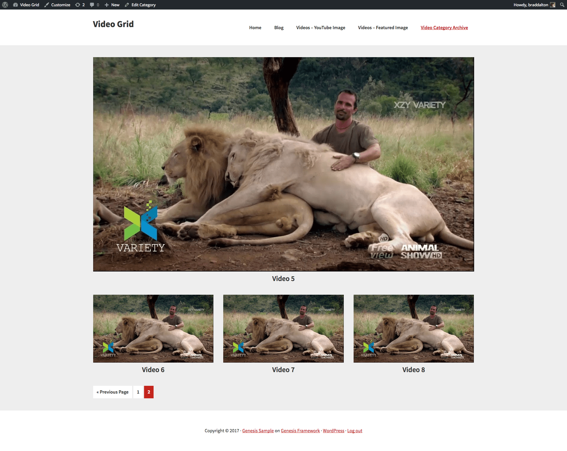 YouTube Video Grid In Genesis