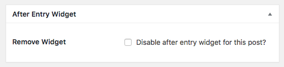 Checkbox To Remove The After Entry Widget From Specific Posts