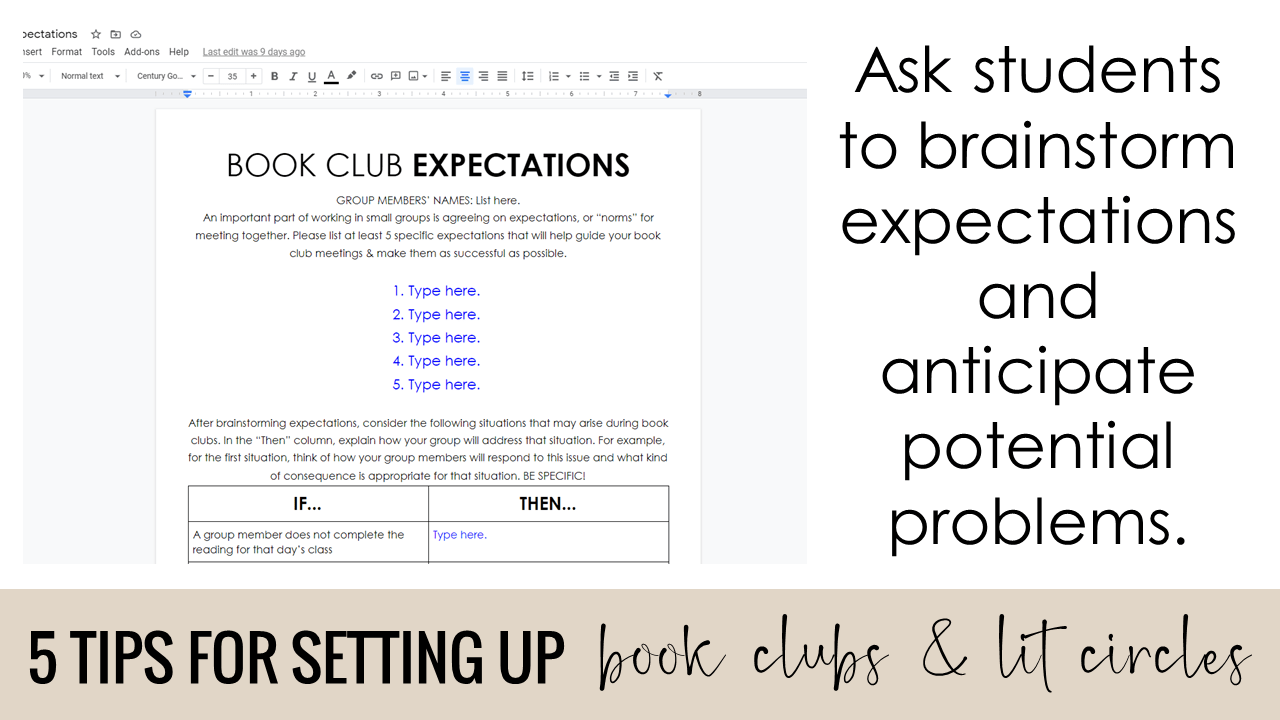 Tips for Setting Up Book Clubs & Literature Circles - Write on With Miss G