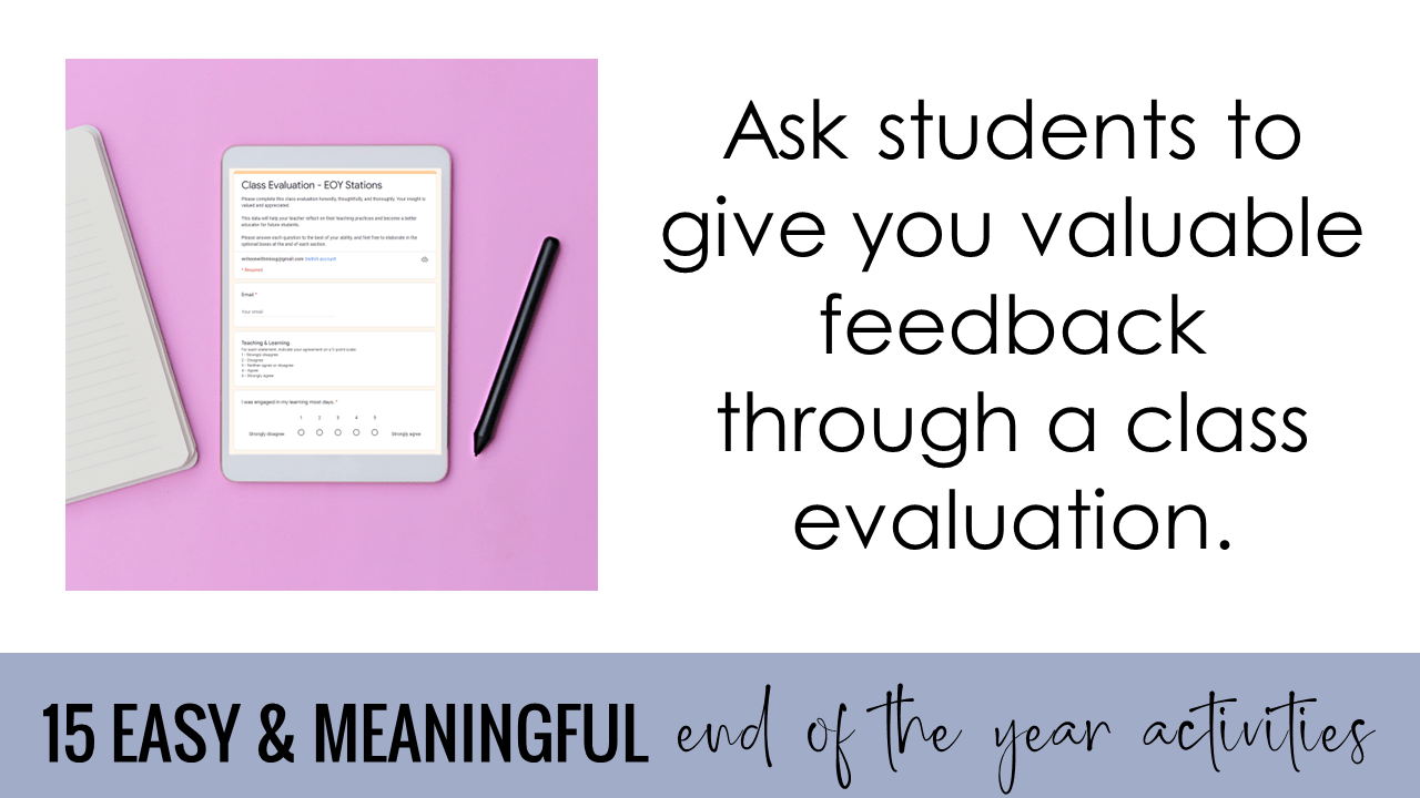 15 Easy & Meaningful End of the Year Activities for Middle/High School ...