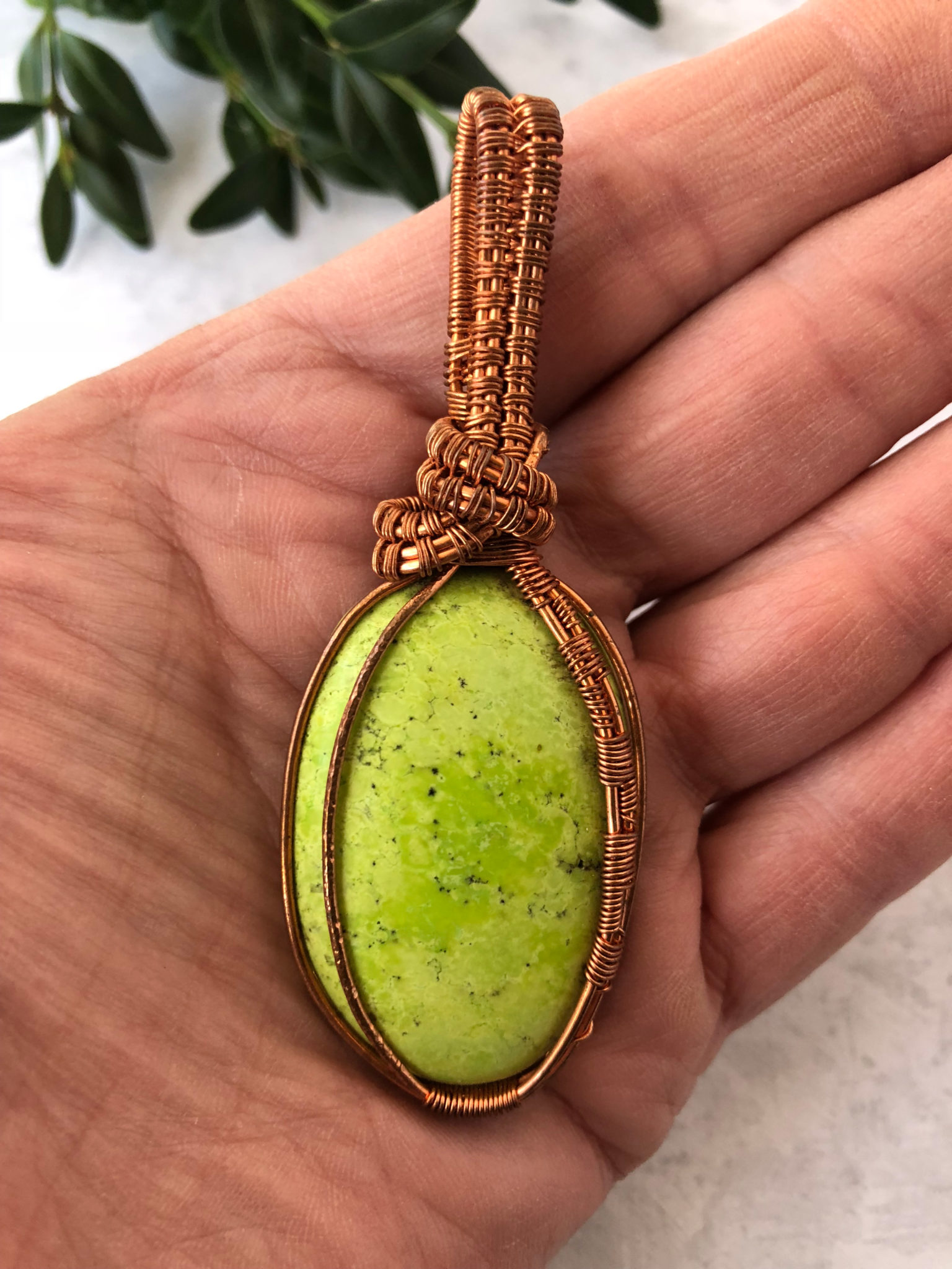 Serpentine Wire Wrapped Pendant - Handmade Jewelry & Candles - WV3 Designs