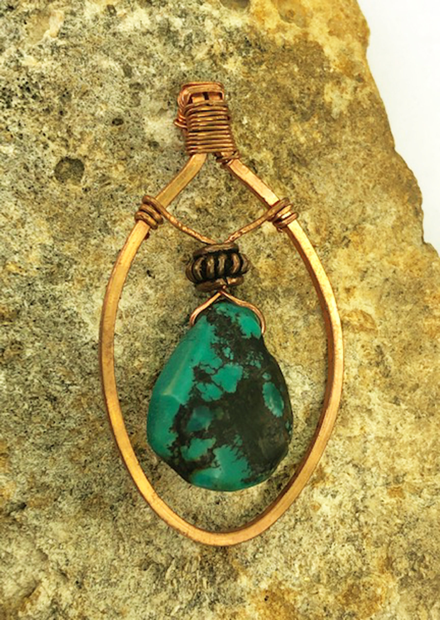 Deep Blue Turquoise Pendant - Handmade Jewelry & Candles - WV3 Designs