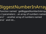 Getbiggestnumberinarrays 100 Js Functions
