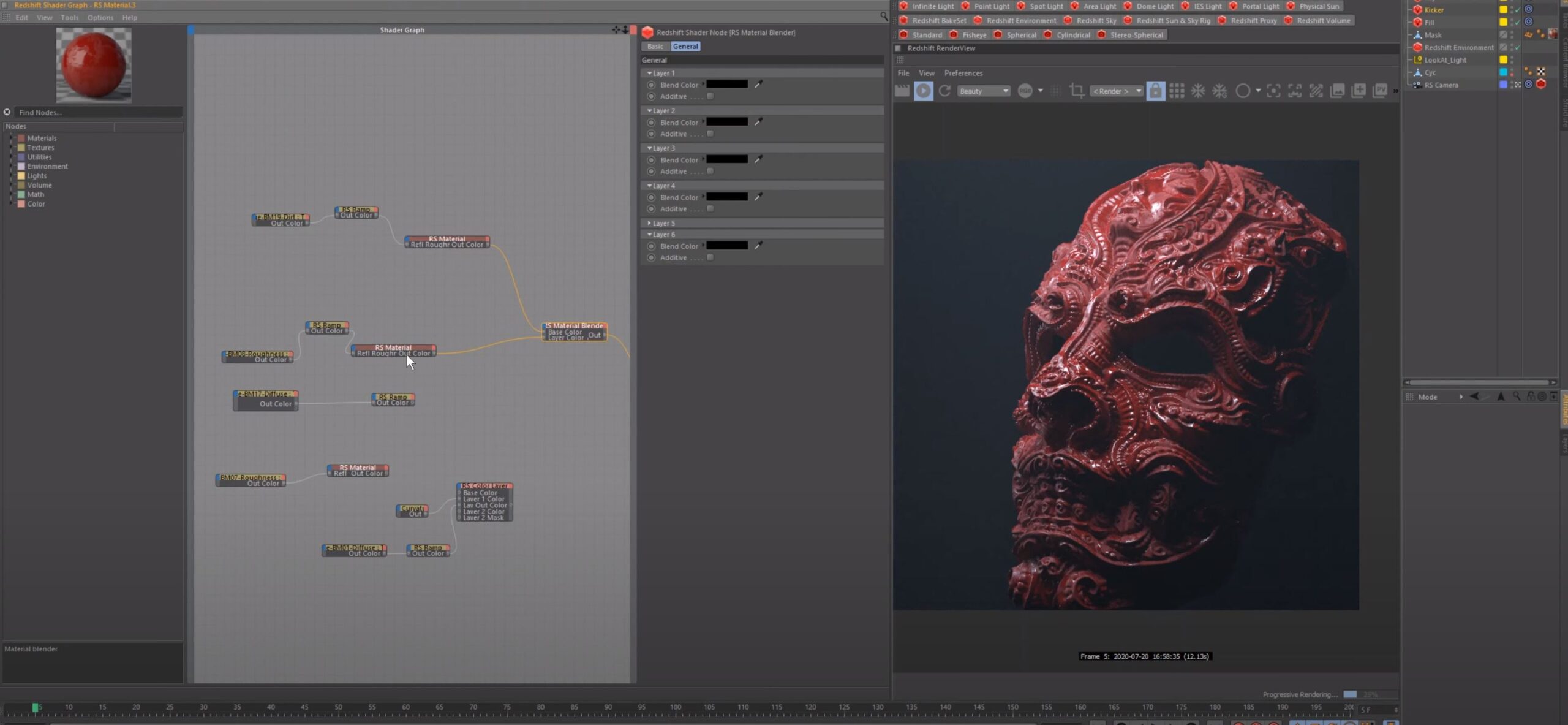 How to stack multiple materials in Redshift tutorial - 3DArt