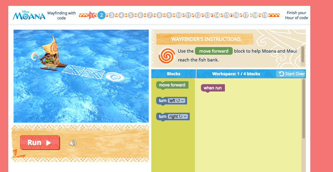 Moana disney hour of code,المبرمج الصغير ,Hour Of Coding,