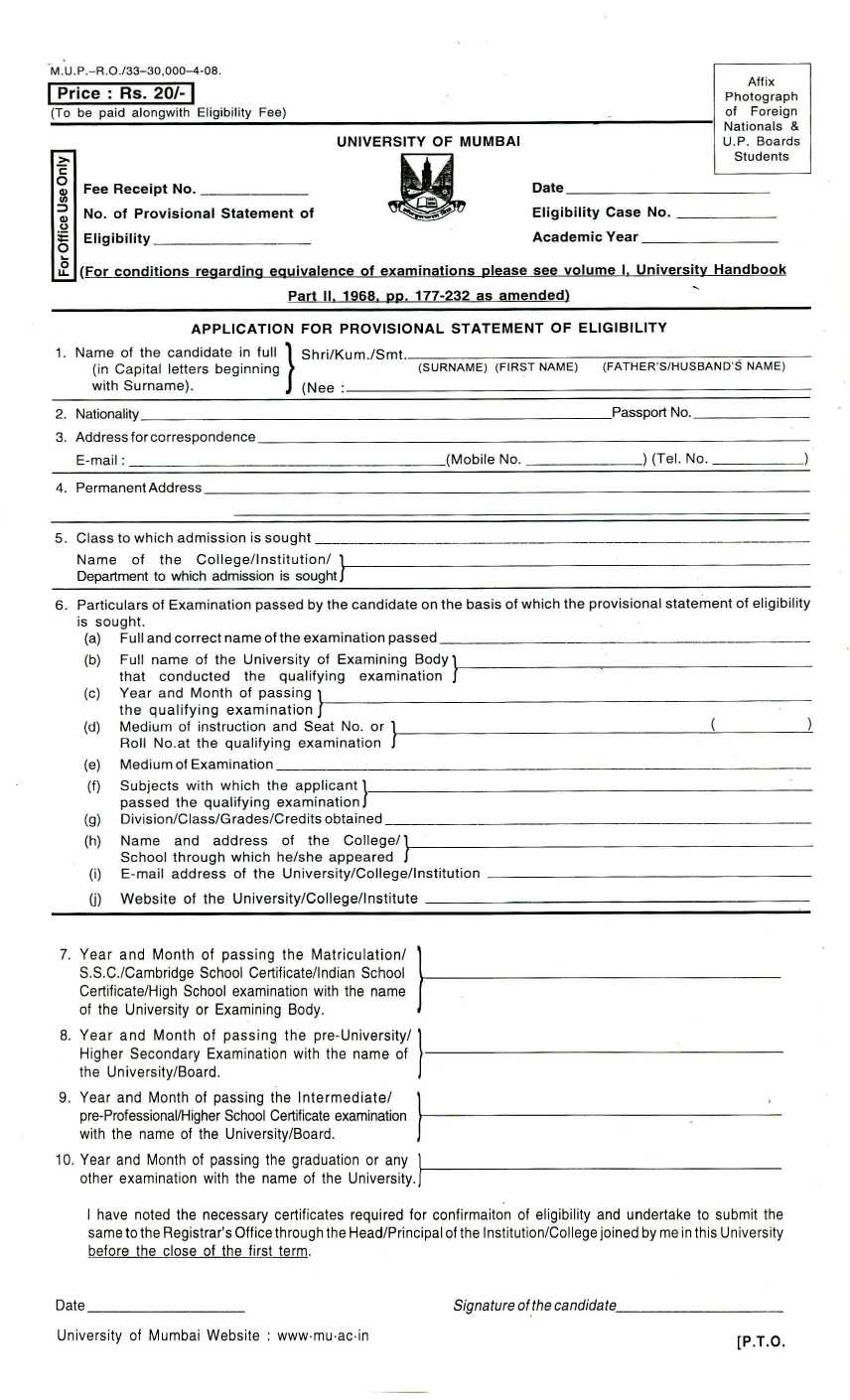 Pre Admission Form Mumbai University 2023 Admission Form pre-admission-form-mumbai-university-2023-admission-form