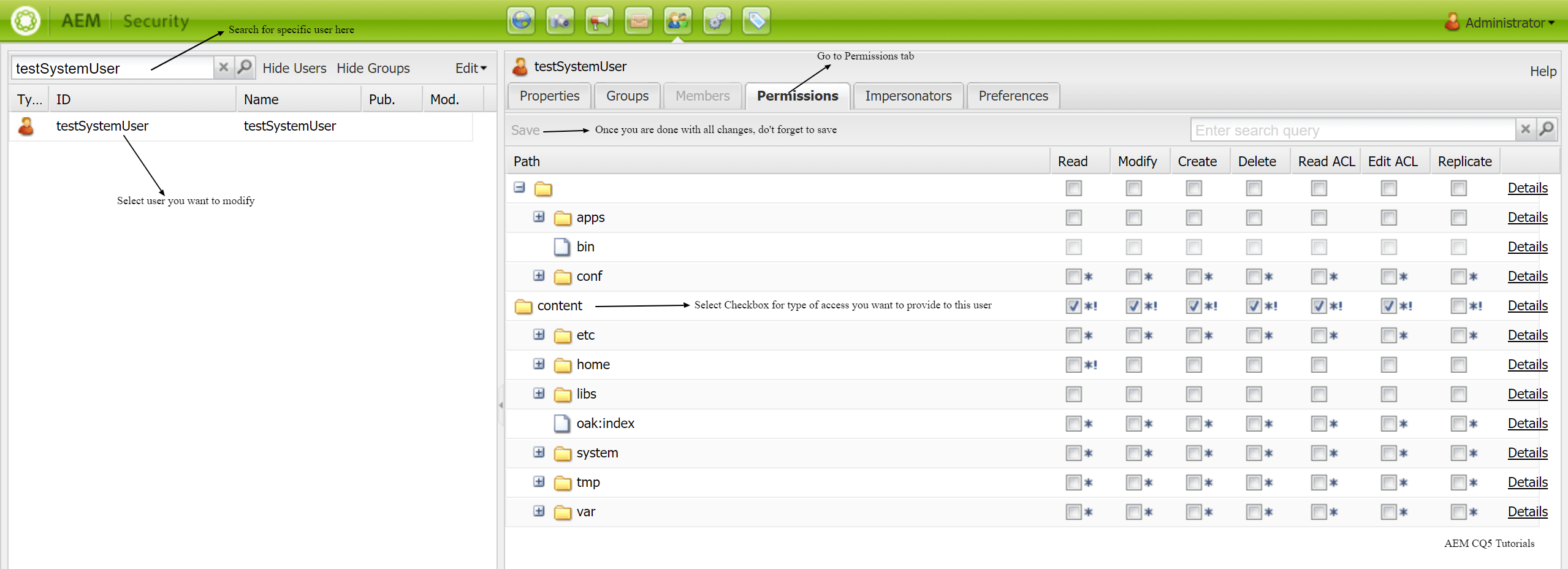 Create System User in AEM – AEM CQ5 Tutorials