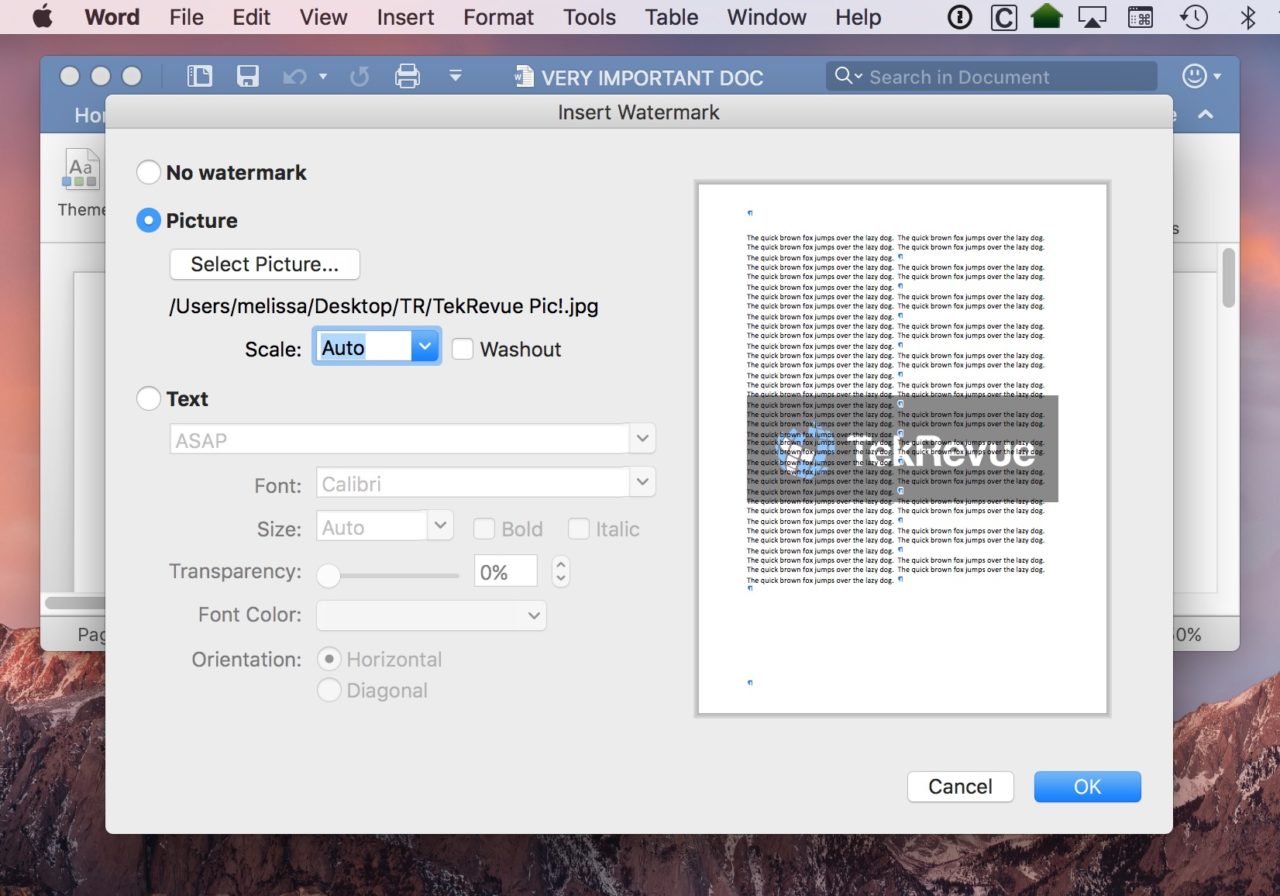 How to Add a Watermark in Microsoft Word for Mac