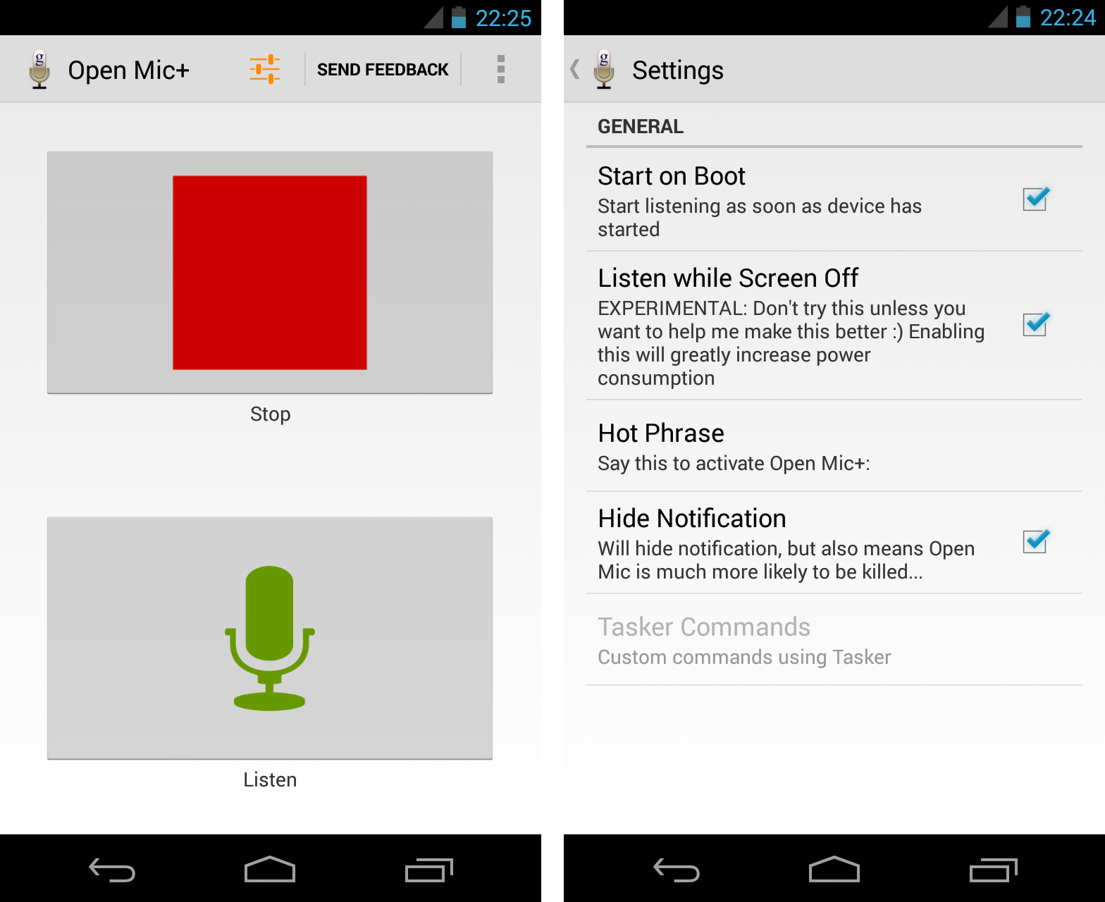Open Mic+ for Google Now