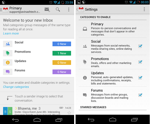 Download Gmail 4.5 for Android APK; swipe down to refresh, new Inbox ...