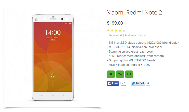 Xiaomi Redmi Note 2 price and specifications leaked by retailer