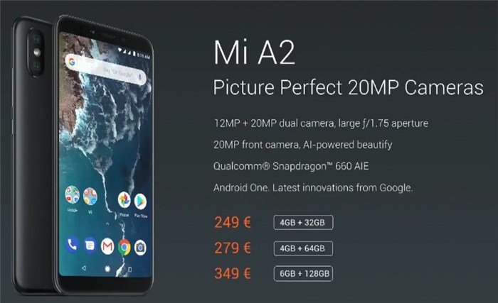 Mi A2 Android One Snapdragon 660 Dual Cameras launch price