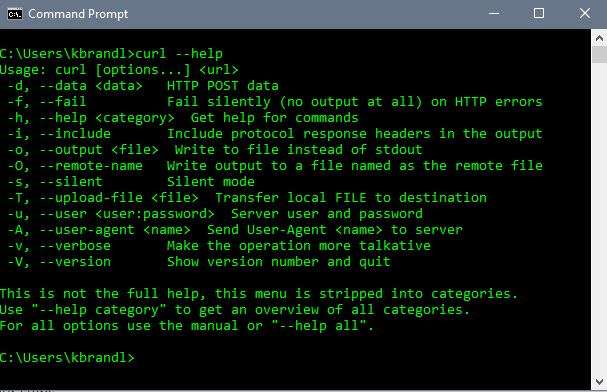 Using the cURL command line tool to issue API Requests - API Newbies