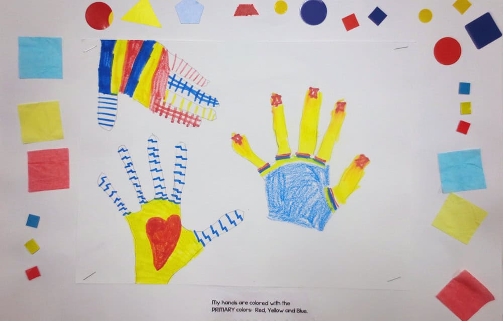 Primary Color Hands for Kindergartners