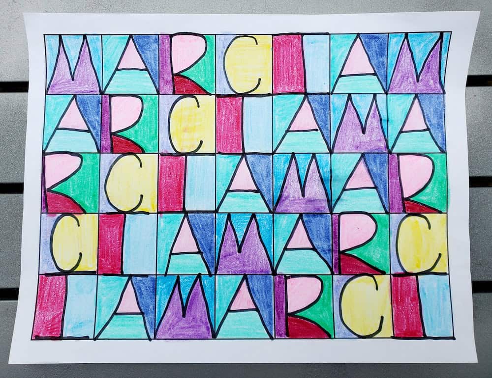 Grid Name Design for Back to School – Art is Basic | An Elementary Art Blog