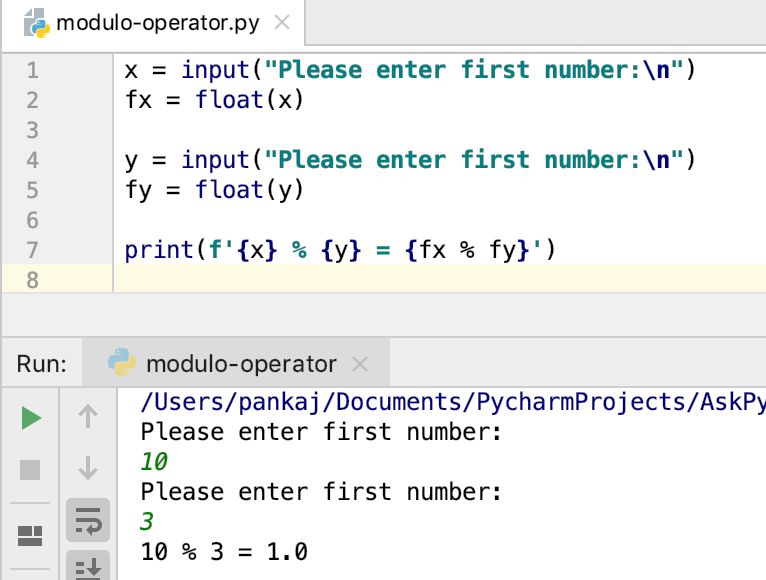 Python Modulo - % Operator, math.fmod() Examples - AskPython