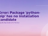 Fixed Error Package Python Pip Has No Installation Candidate