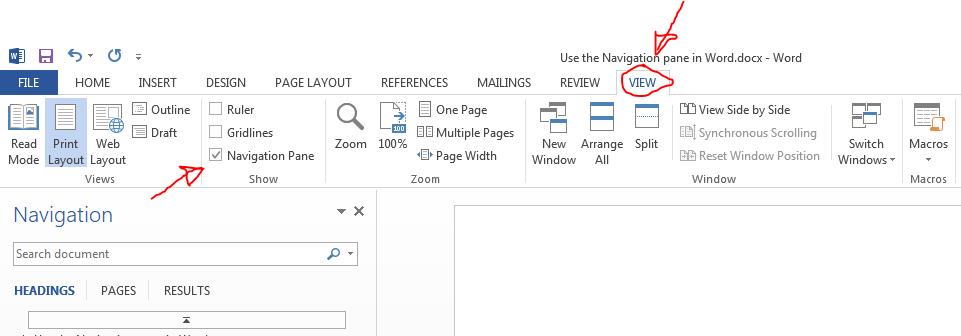 How to Use Navigation Pane in MS Word