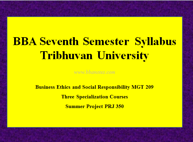 BBA Seventh Semester - BBA Syllabus | Tribhuvan University