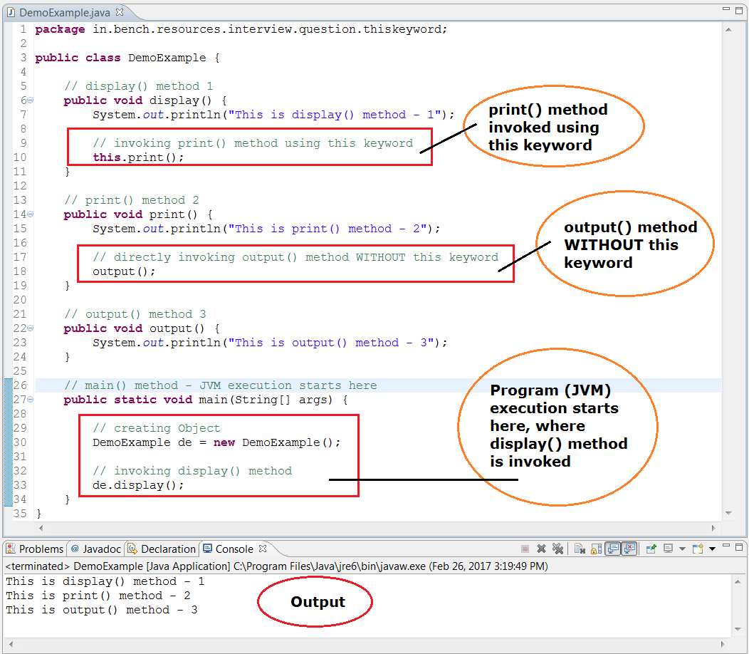 Java - Interview question and answers on this keyword - BenchResources.Net