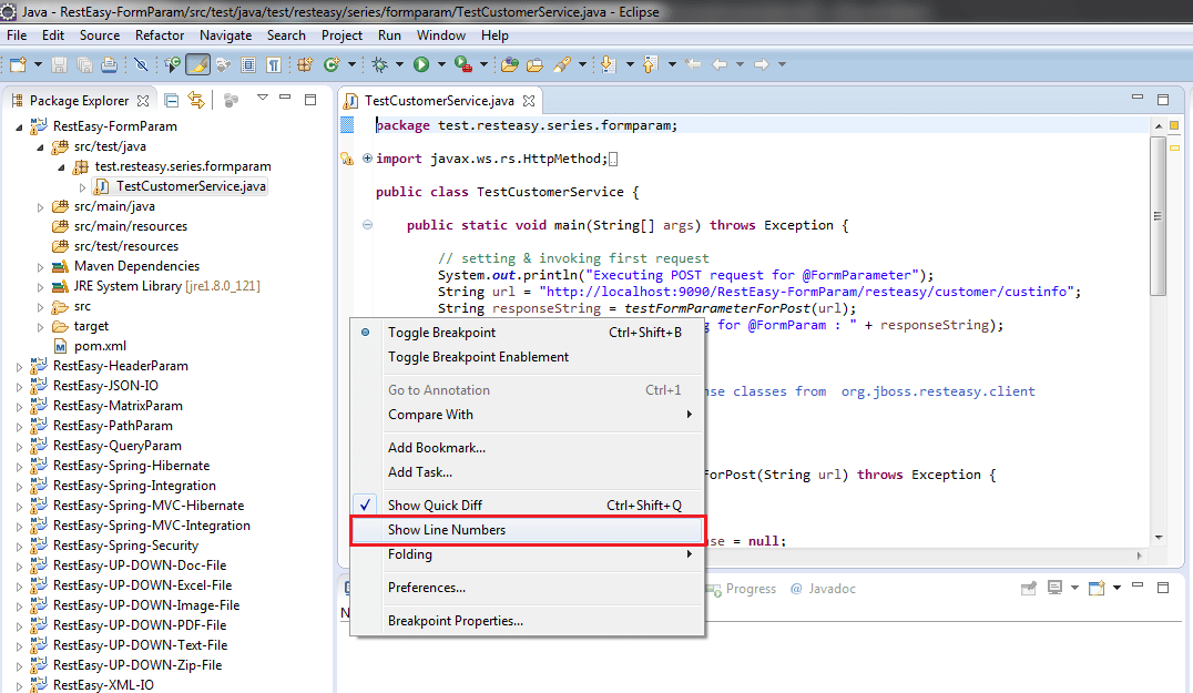 Eclipse IDE - How to show line numbers ? - BenchResources.Net