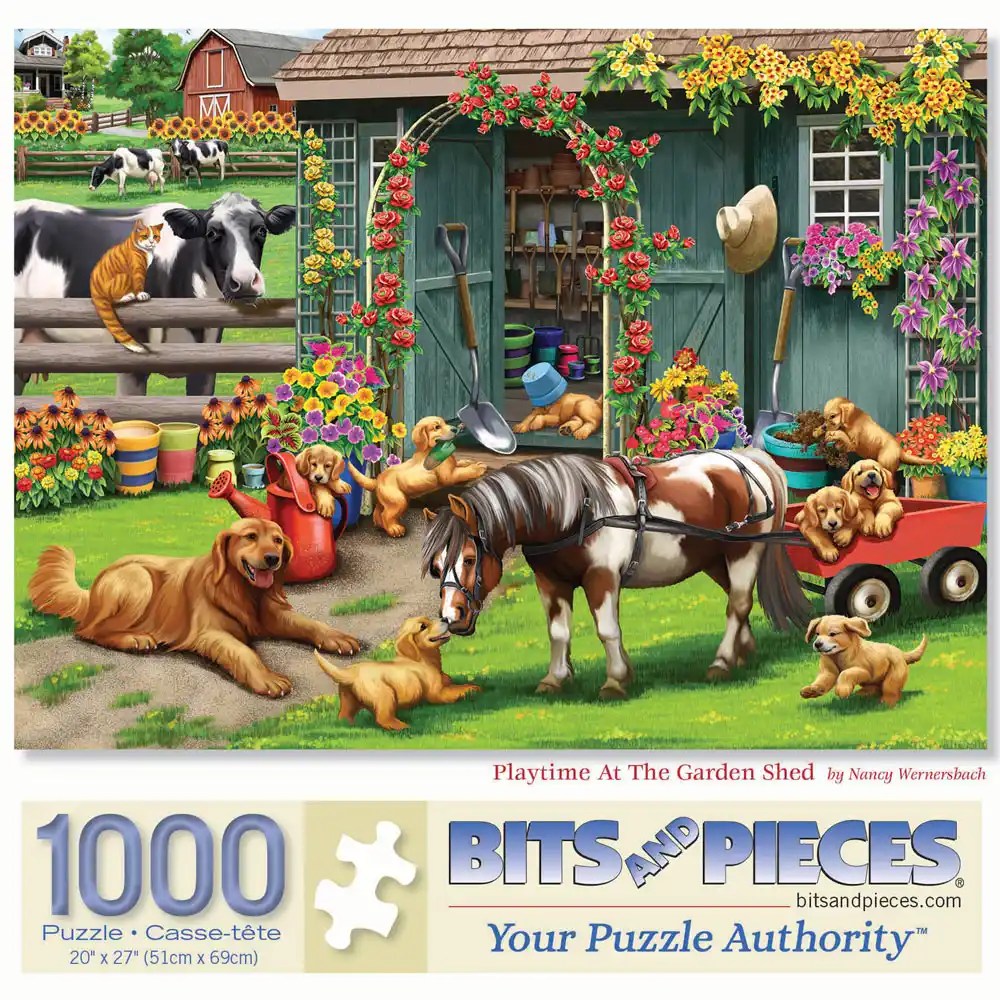 Playtime At The Garden Shed 1000 Piece Jigsaw Puzzle Bits And Pieces