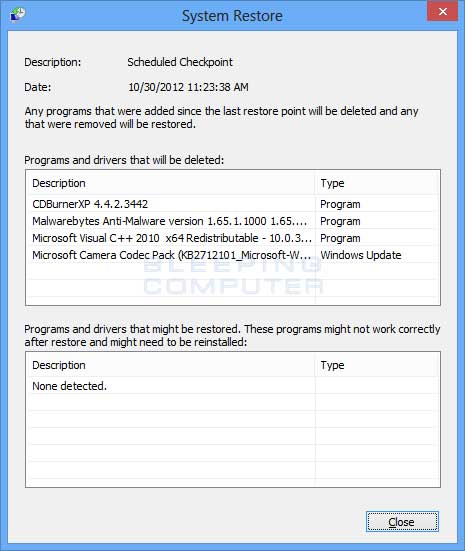 Restoring Windows 8 to a previous Restore Point | Techno Version
