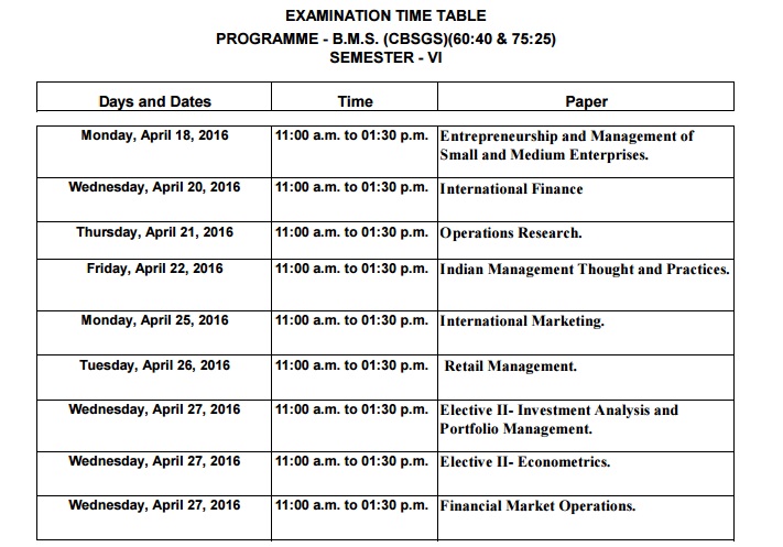 TYBMS SEM 6 April 2016 Exam Timetable For CBSGS 60 40 And 75 25 tybms-sem-6-april-2016-exam-timetable-for-cbsgs-60-40-and-75-25