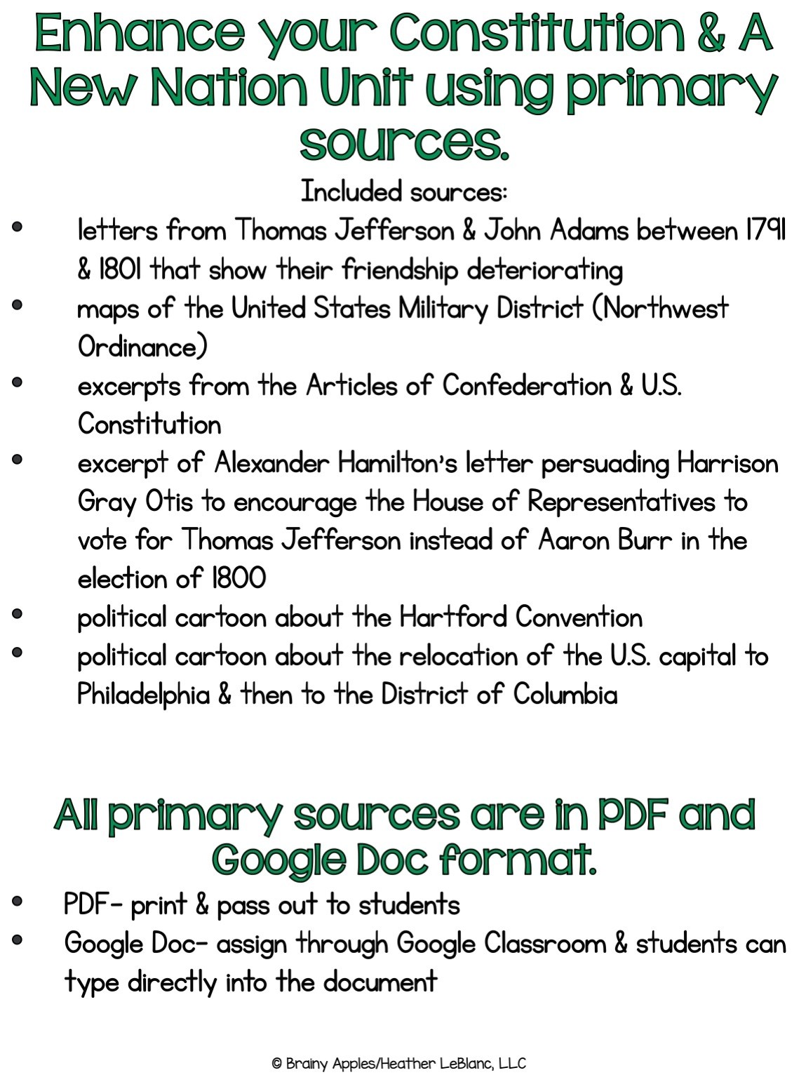 Constitution Primary Sources Analysis Activity - Brainy Apples