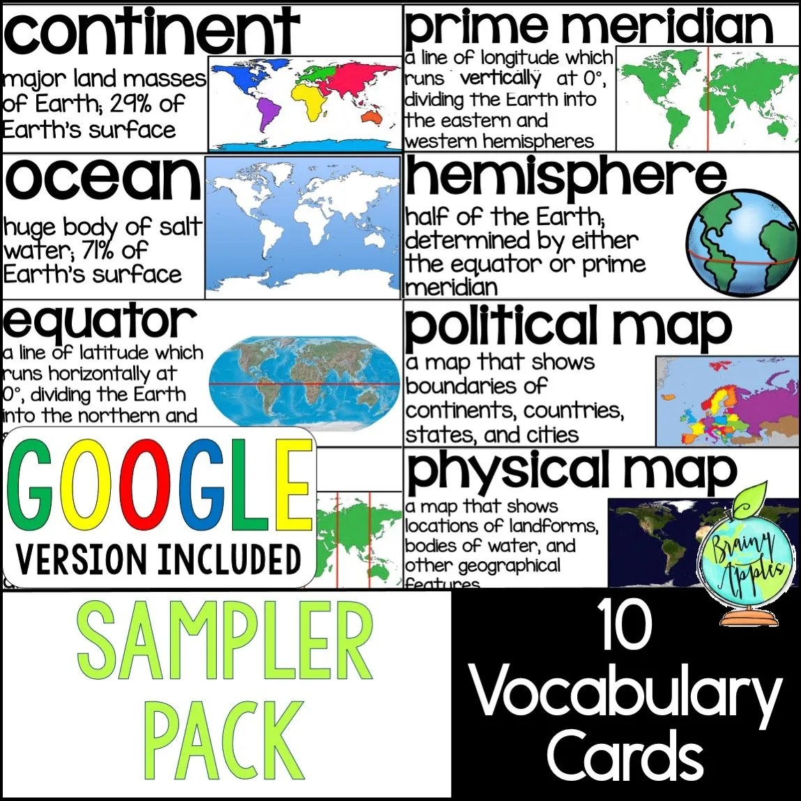 Social Studies Word Wall - Free Sampler Pack - Brainy Apples