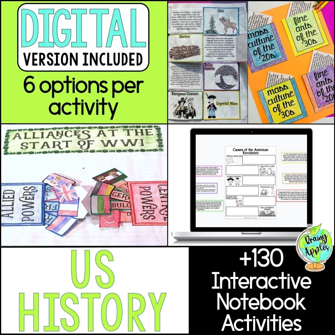 US History Interactive Notebook Bundle - Brainy Apples