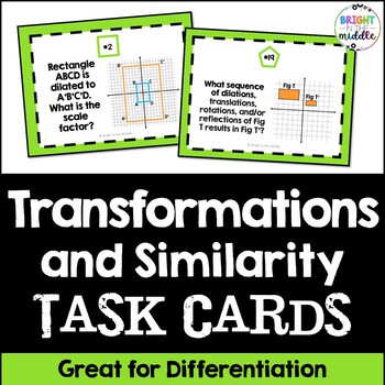 8th Grade Math - Transformations and Similarity Task Cards - 8.G.4 ...