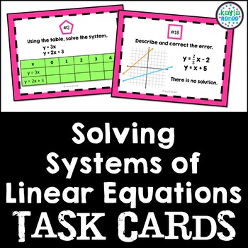 Solving Systems of Equations Task Cards - Bright in the Middle