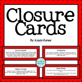 End of the Day Reflection - Closure Cards - Red - Bright in the Middle
