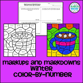 Christmas Math Coloring (Markups and Markdowns) - Bright in the Middle