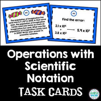 Scientific Notation Operations Task Cards 8th Grade - Bright in the Middle