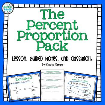 Percent Proportion Pack: 7.RP.3 - Bright in the Middle