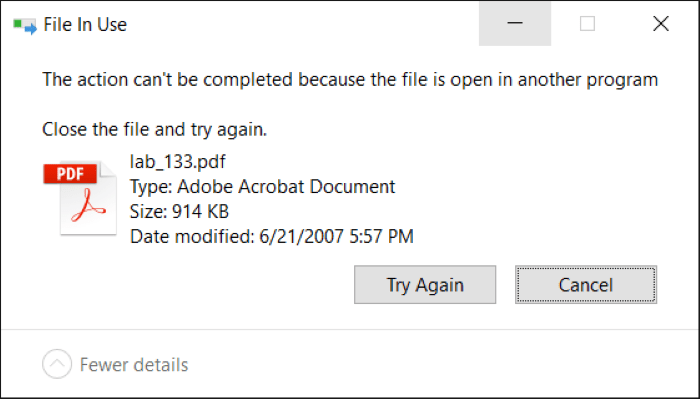 How To Fix The Action Cannot Be Completed Because The File Is Open In Another Program Error In