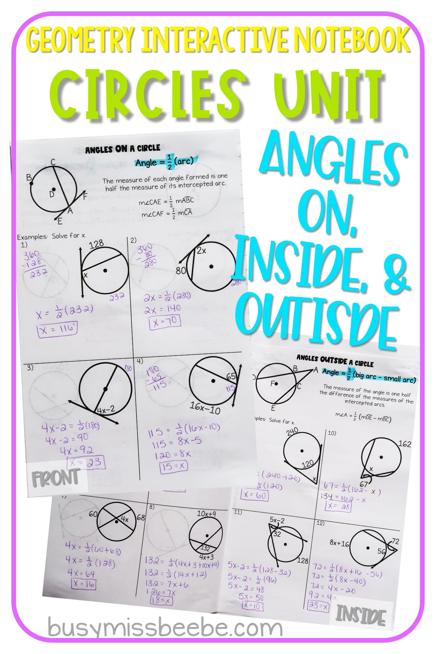 Circles Geometry Interactive Notebook - Busy Miss Beebe