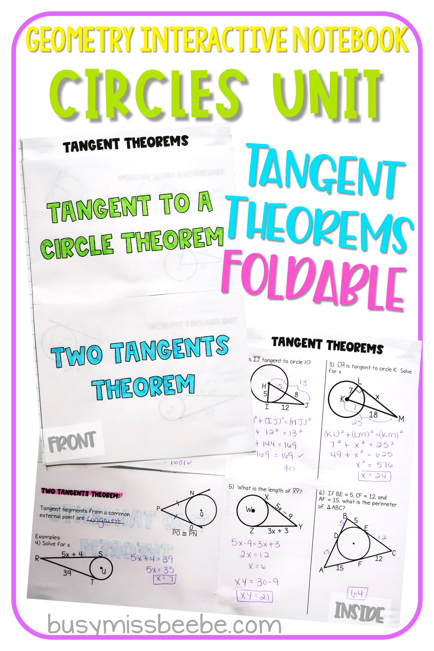 Circles Geometry Interactive Notebook - Busy Miss Beebe