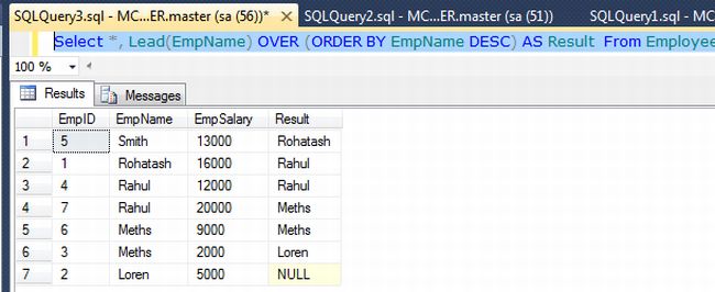 New Lead Function in SQL Server 2012