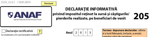 Declaratia 205 – PDF inteligent (valabil pentru an raportare 2013 ...