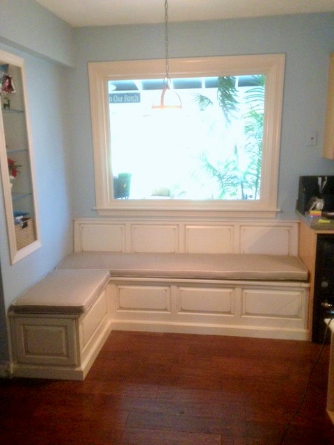 Custom Bench with Distressed Finish | Capital Kitchen Refacing