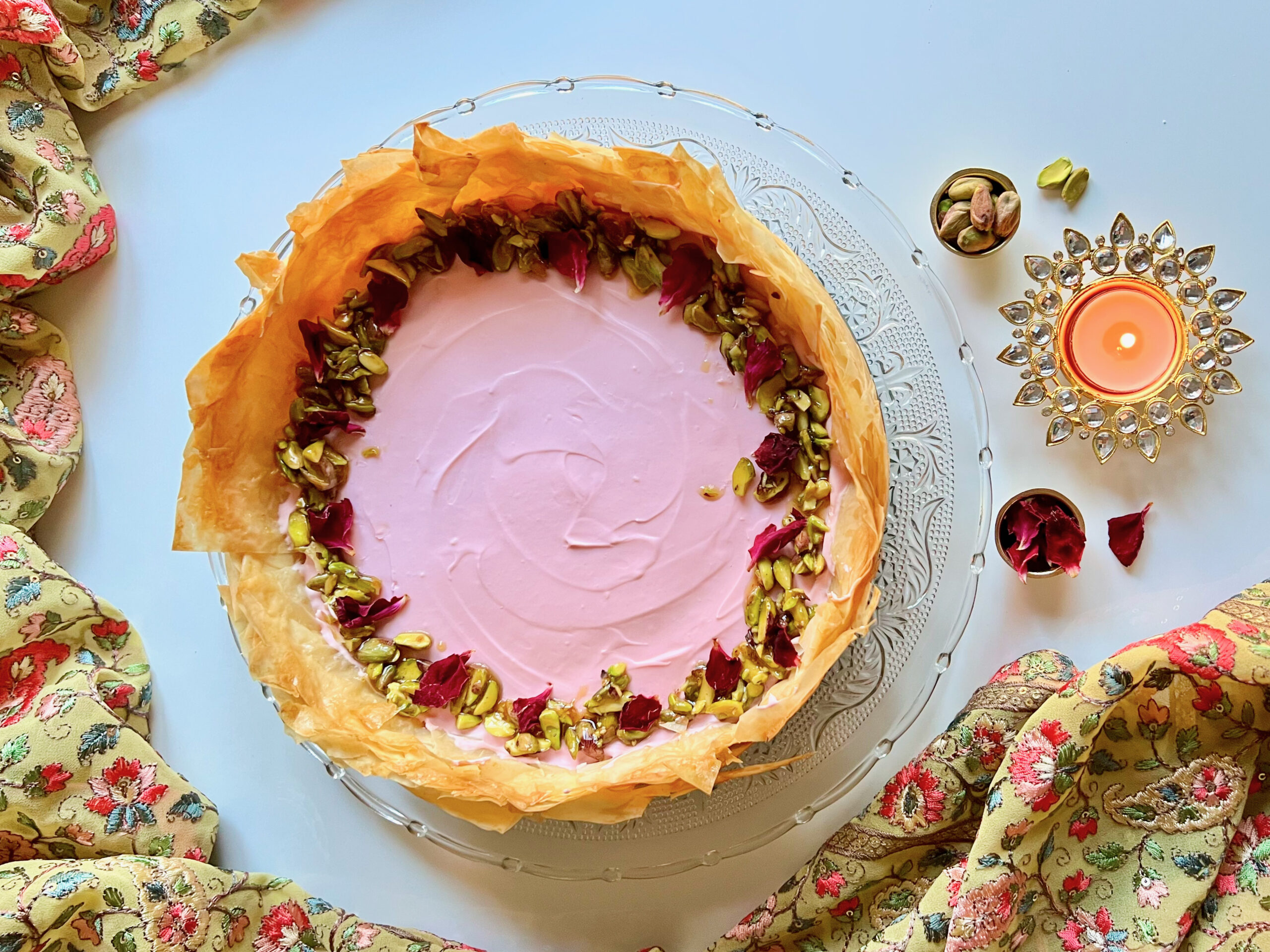 Baklava Rose Cheesecake - Chand's Kitchen