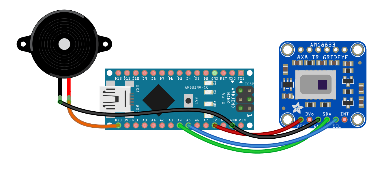 AMG8833 Arduino Buzzer Notification at Specific Temperature | CHIPPIKO